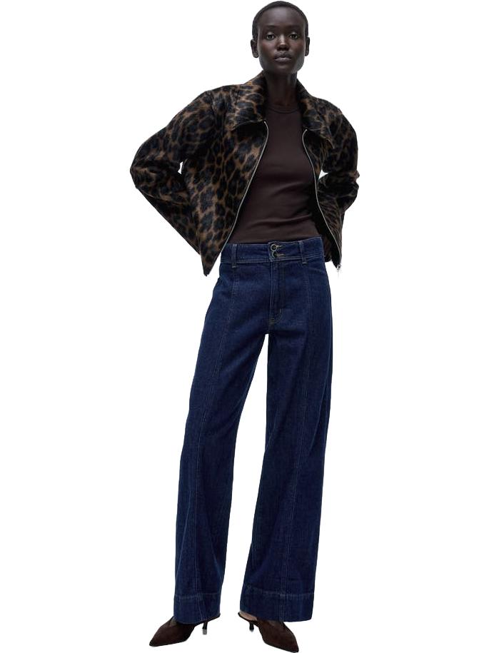H&M Wide Leg High Rise Jeans in Rigid Denim